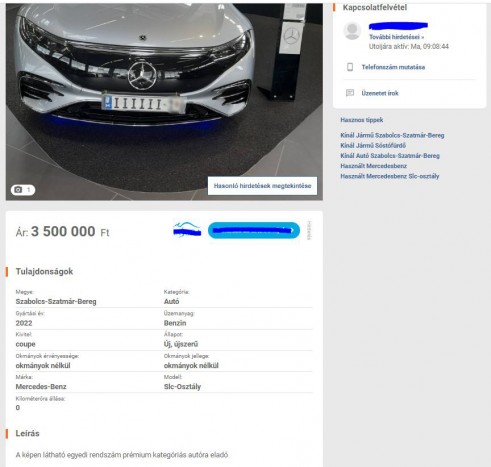 Eladó új magyar rendszám a Jófogáson - Vezess